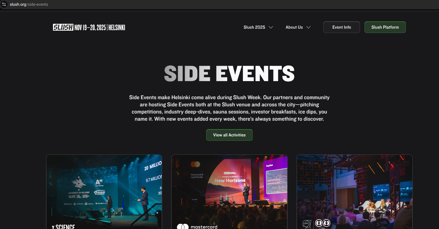 Slush 2025 Side Events - Nordic Startup News